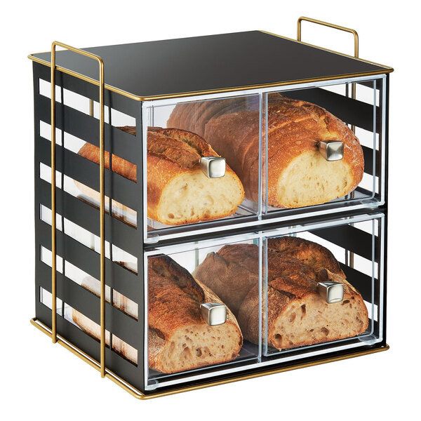 Cal-Mil 22088-90 Empire Black Metal 2-Tier Bread Display Case - 11 1/4 ...