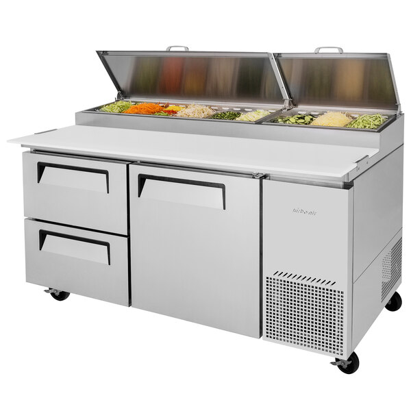 Turbo Air TPR-67SD-D2-N 67" Pizza Prep Table with 1 Door and 2 Drawers