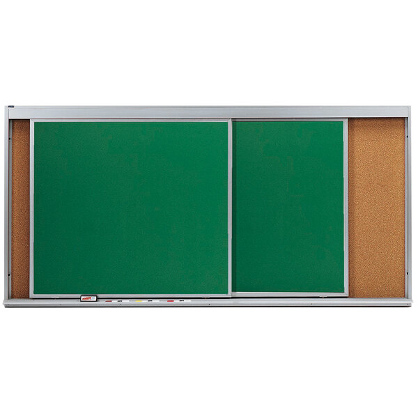 Aarco HSU48-2C 48" x 96" Stationary Cork Board With 2 Horizontal ...