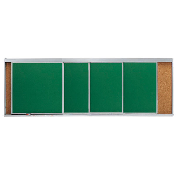 Aarco HSU412-4C C 48" x 144" Stationary Cork Board With 4 Horizontal ...