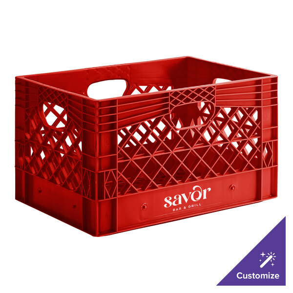Red 24 Qt. Rectangular Milk Crate - 18 3/4" x 13" x 11"