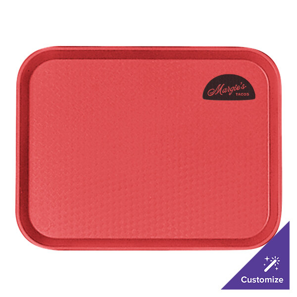 Cambro 1014FF163 10" x 14" Red Customizable Fast Food Tray - 24/Case