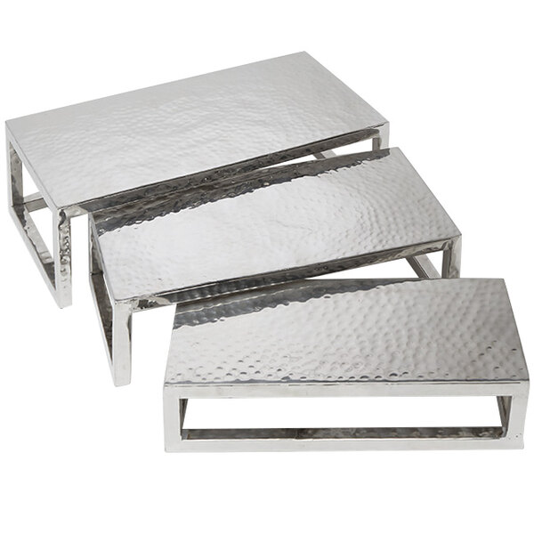 American Metalcraft HMPRR3 3-Piece Hammered Stainless Steel Rectangular ...