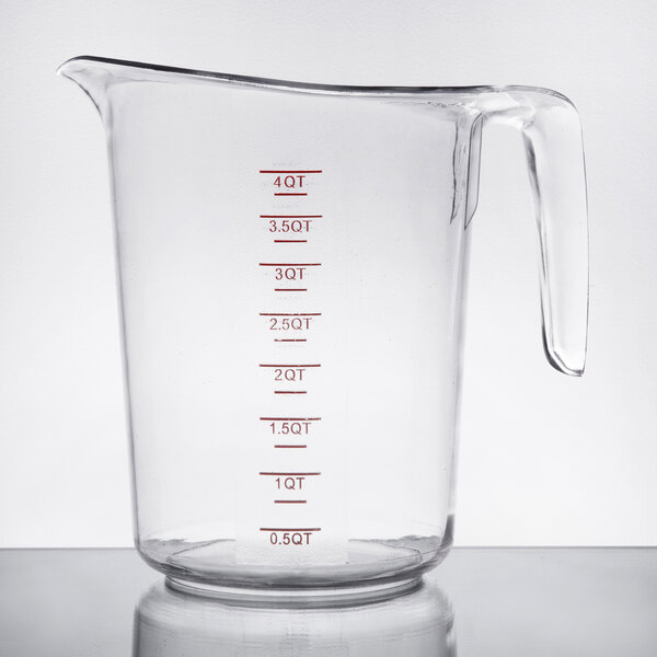 Graduated Measuring Cup, Plastic, 4 Qt. - WebstaurantStore
