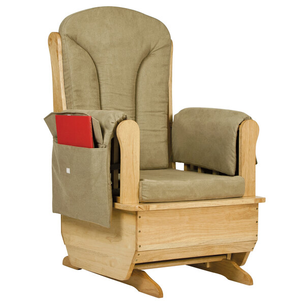 Jonti-Craft Baltic Birch Glider Rocker w/ Olive Cushions