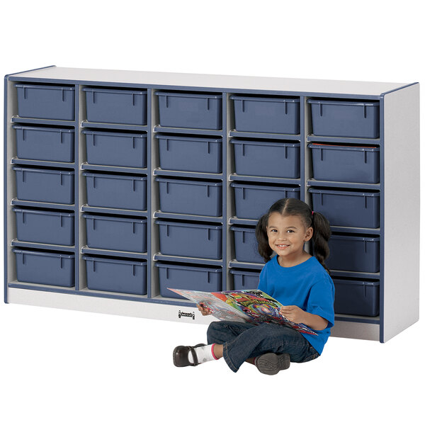 Rainbow Accents 4026JCWW112 60" x 15" x 35 1/2" Mobile 25-Cubbie Navy ...