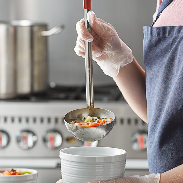 Vollrath 58366 8 oz. Two-Piece Stainless Steel Ladle with Orange Kool ...