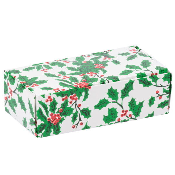 1/2 lb. Holiday Holly Candy Box - 250/Case