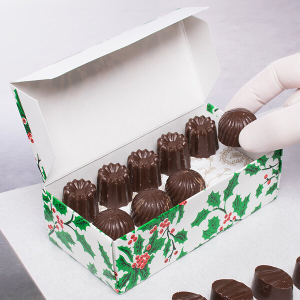 1/2 lb. Holiday Holly Candy Box - 250/Case