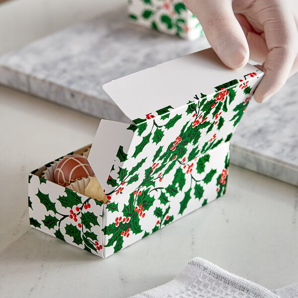1/2 lb. Holiday Holly Candy Box - 250/Case
