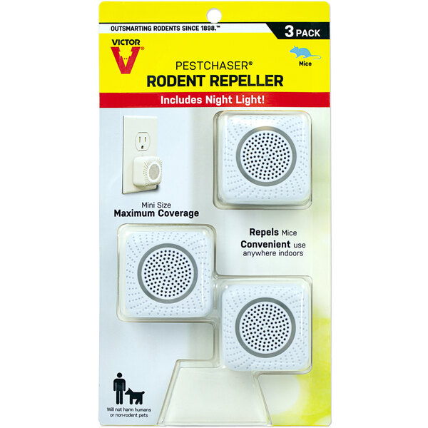 Victor Pest M753K Mini Pestchaser Rodent Repeller with Nightlight - 3/Pack