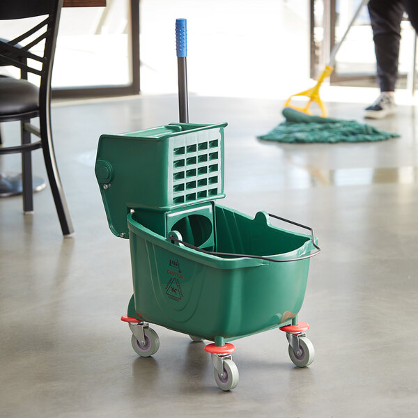 Lavex 26 Qt. Green Mop Bucket and Side Press Wringer Combo