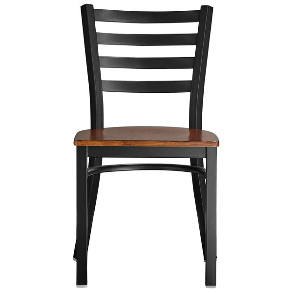 Lancaster Table & Seating Black Finish Metal Ladder Back Cafe Chair ...