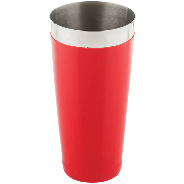 Tablecraft 10371 28 oz. Red Stainless Steel Cocktail Shaker Tin with ...