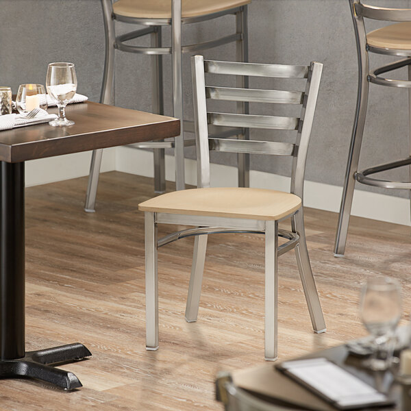 Lancaster Table & Seating Clear Coat Frame Ladder Back Cafe Chair with ...