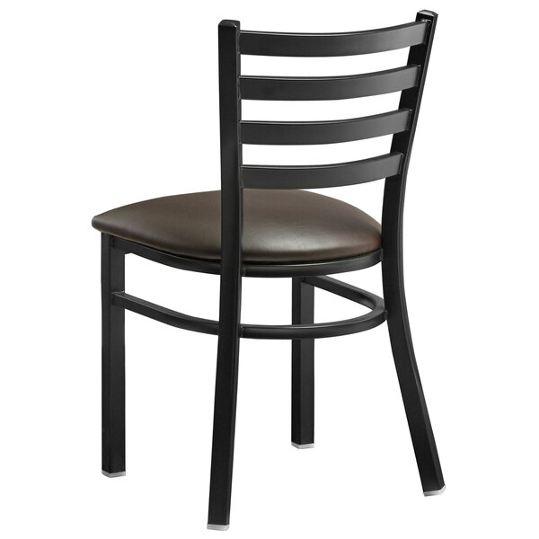 Lancaster Table & Seating Black Finish Metal Ladder Back Cafe Chair ...