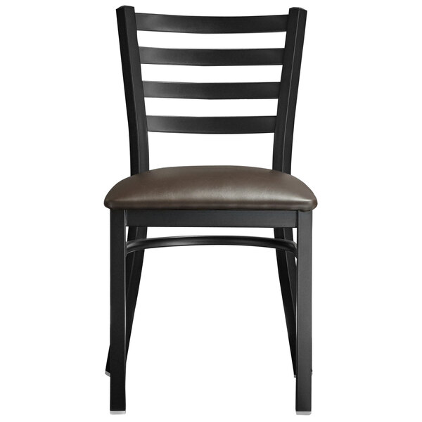 Lancaster Table & Seating Black Finish Metal Ladder Back Cafe Chair ...