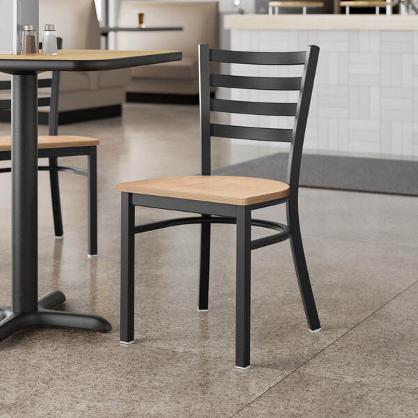 Lancaster Table & Seating Black Finish Ladder Back Chair with Natural ...