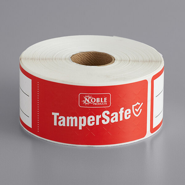 TamperSafe 1 1/2" x 6" Customizable Red Paper Tamper-Evident Label ...