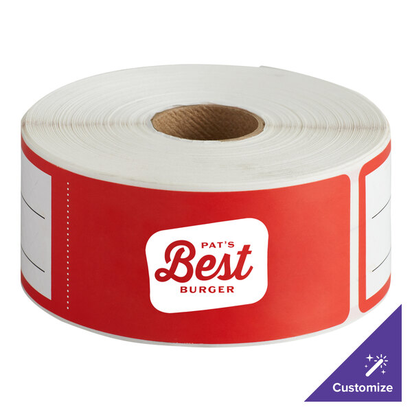 TamperSafe 1 1/2" x 6" Customizable Red Paper Tamper-Evident Label ...