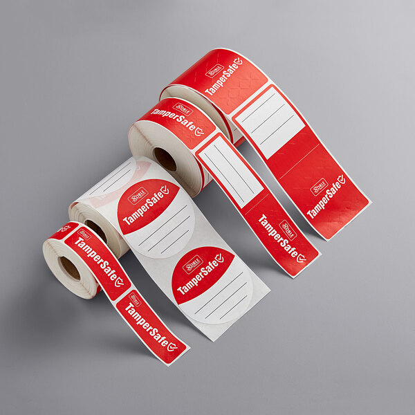 TamperSafe 1" x 3" Customizable Red Paper Tamper-Evident Label - 250/Roll