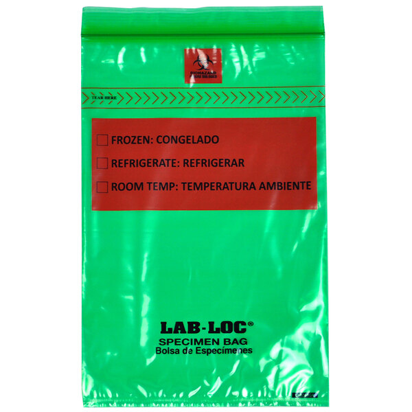 LK Packaging LABZ69GR Lab-Loc 6" x 9" Seal-N-Rip Reclosable Green Tint ...