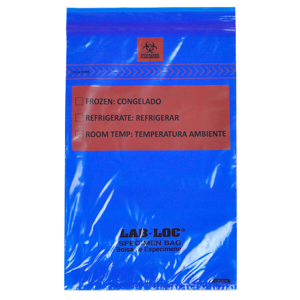 LK Packaging LABZ69BL Lab-Loc 6" x 9" Seal-N-Rip Reclosable Blue Tint 3 ...