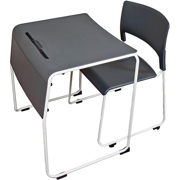 Luxor STUDENT-STK1PK Slate Gray and Powder-Coated Steel Stackable Desk ...