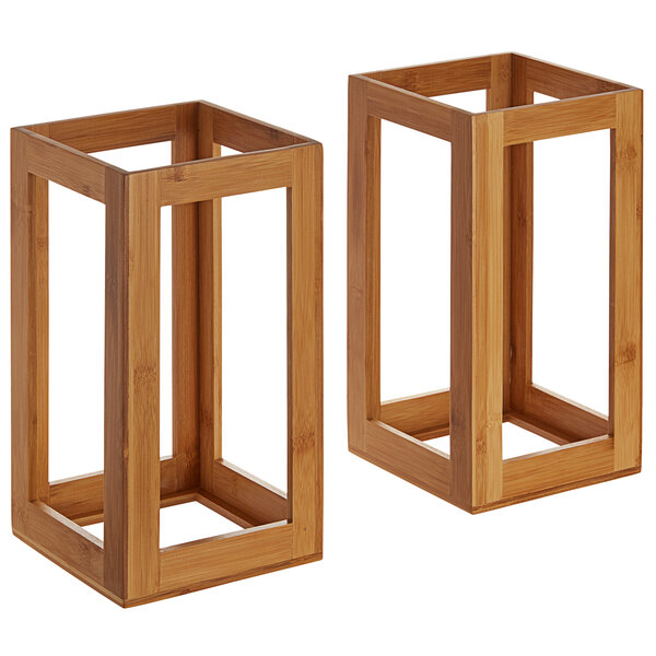 Front of the House BRI010BBB28 13" Natural Bamboo Rectangular Riser - 2/Set