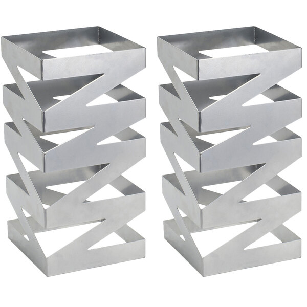 Front of the House BRI013SII28 Zig Zag 13" Stainless Steel Square Riser ...