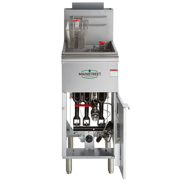 Main Street Equipment Natural Gas 40 lb. Stainless Steel Floor Fryer ...