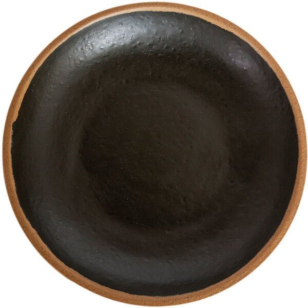 GET P-83-BR Pottery Market 8" Coupe Glazed Brown Plate with Clay Trim ...
