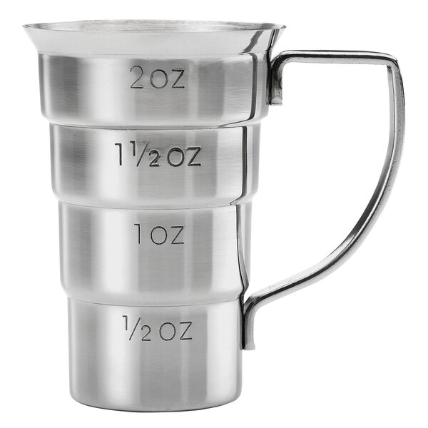 Barfly® M37108 2 oz. Stainless Steel Stepped Jigger with Handle