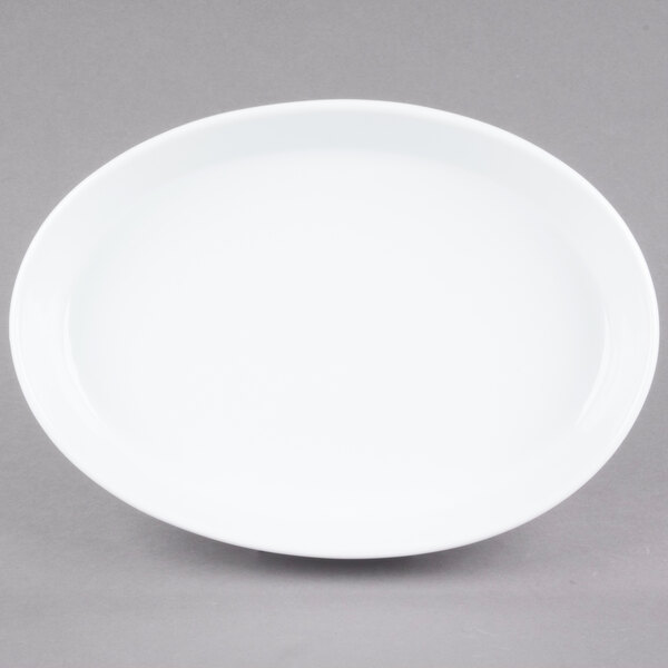 CAC ODP-10 80 oz. White Oval Deep Dish Porcelain Serving Platter - 12/Case
