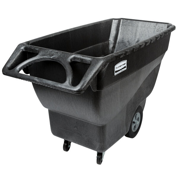 Rubbermaid 0.75 Cubic Yard Black Tilt Truck / Trash Cart with Hinged ...