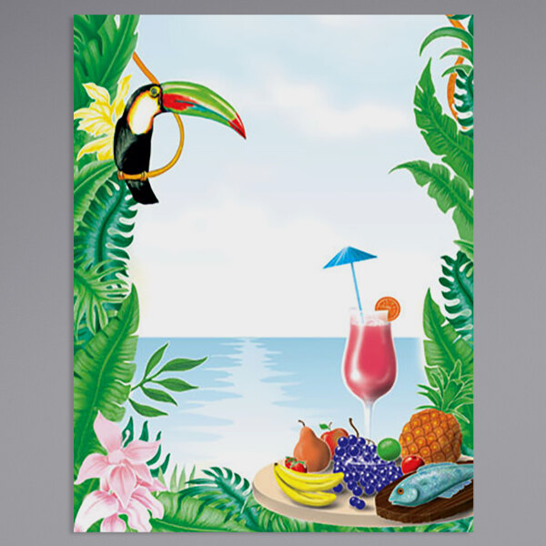 Choice 8 1/2" x 11" Menu Paper - Tropical Themed Toucan Design Cover ...