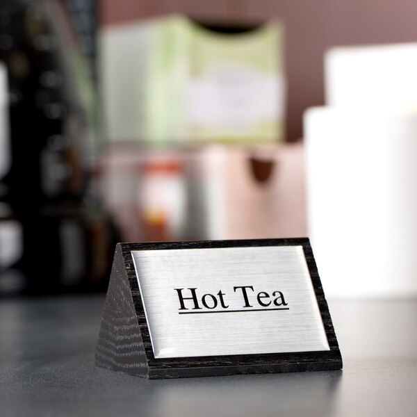American Metalcraft SIGNHT1 Black Wood "Hot Tea" Sign
