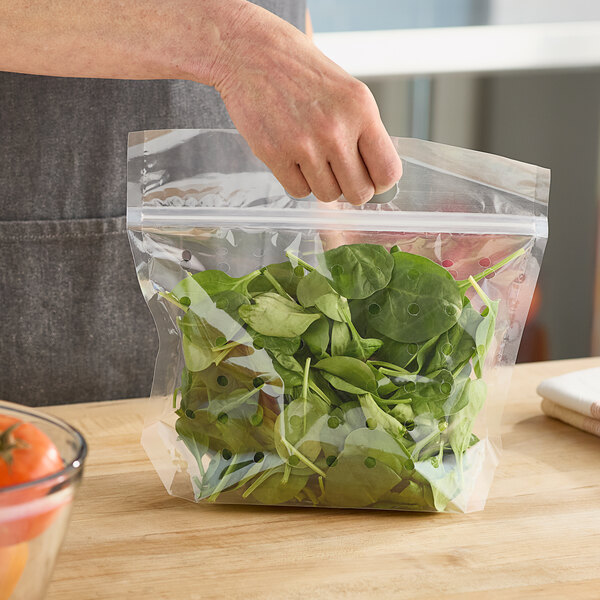 Clear Plastic Produce Bags with Zipper Seal - 250/Case