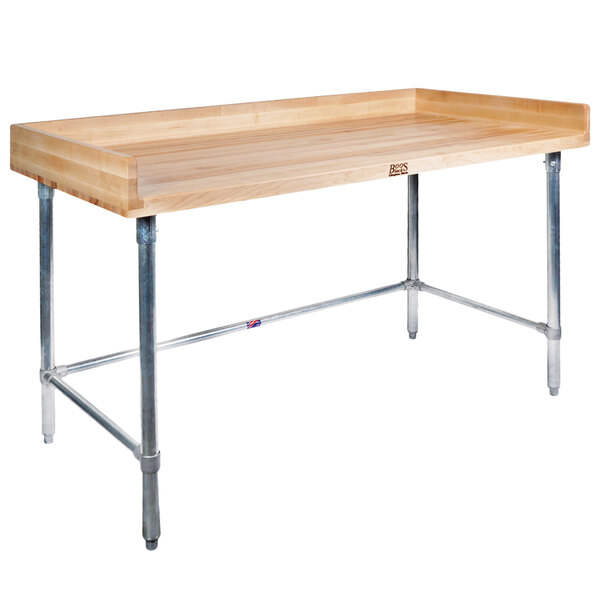 John Boos & Co. DSB11 Wood Top Baker's Table with Stainless Steel Base ...