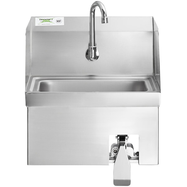 Regency 17" x 15" Hands-Free Hand Sink with Knee Operated Valve and ...