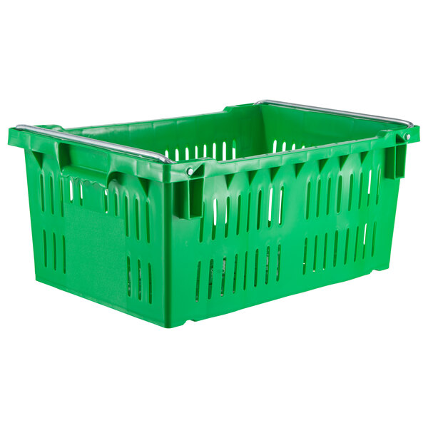 Orbis AF2416-10 Stack-N-Nest Green Agricultural Vented Crate with Bail ...
