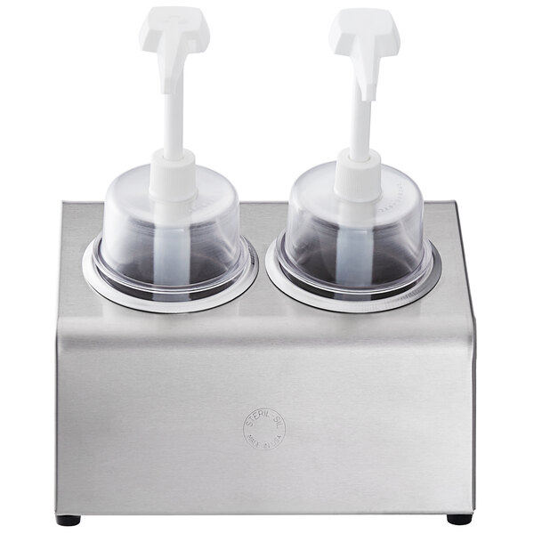 Steril-Sil 30 oz. 2-Compartment Stainless Steel Condiment Dispenser Kit ...