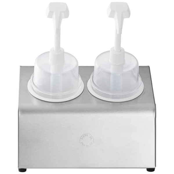 Steril-Sil 30 oz. 2-Compartment Stainless Steel Condiment Dispenser Kit ...