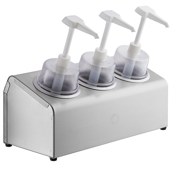 Steril-Sil 30 oz. 3-Compartment Stainless Steel Condiment Dispenser Kit ...