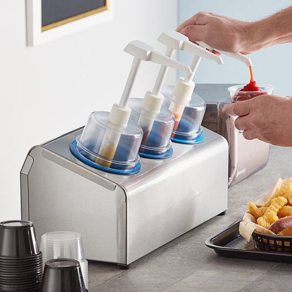 Steril-Sil 30 oz. 3-Compartment Stainless Steel Condiment Dispenser Kit ...