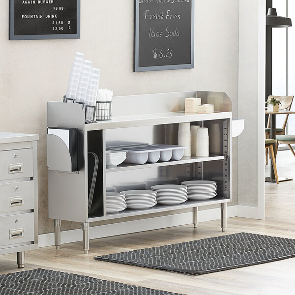 Regency 60" Stainless Steel Bussing / Waitress Station with Pan Holder