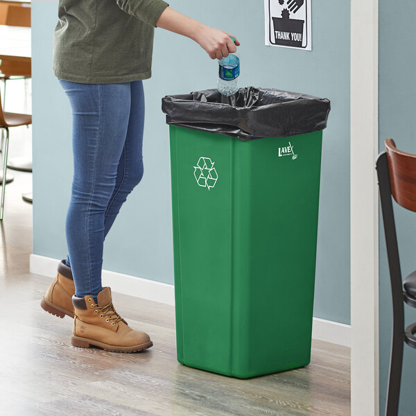 Lavex 23 Gallon Green Square Recycle Bin