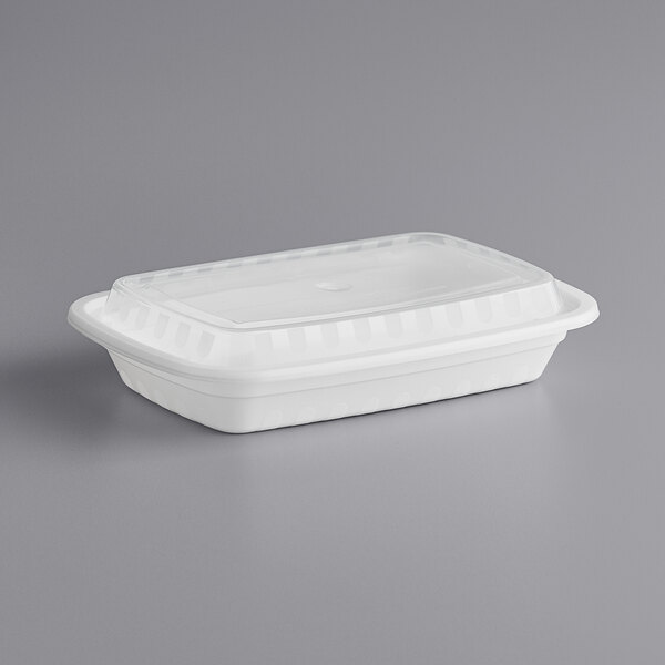 Choice 16 oz. White 8" x 5 1/4" x 1 1/2" Rectangular Microwavable Heavy ...