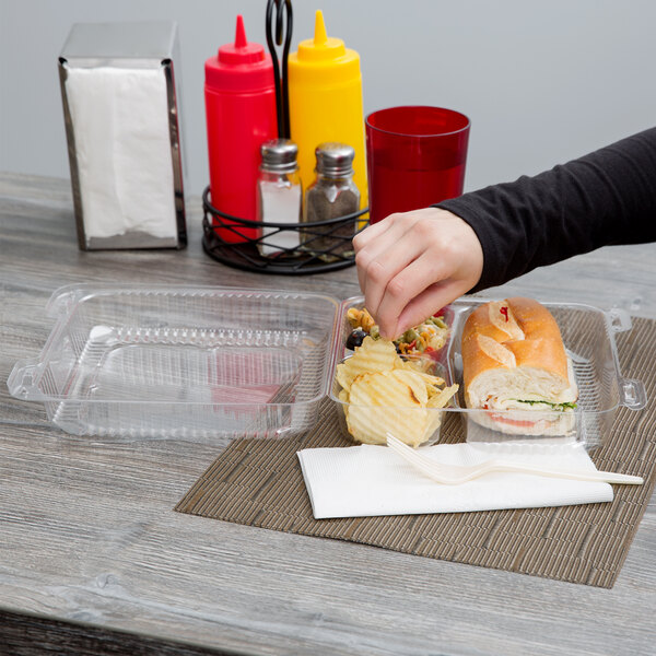 Durable Packaging PXT-933 Duralock 9" x 9" x 3" Three Compartment Clear ...