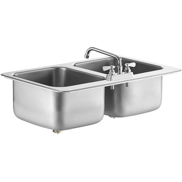 Regency 14" x 16" x 10" 20 Gauge Stainless Steel Two Compartment Drop ...